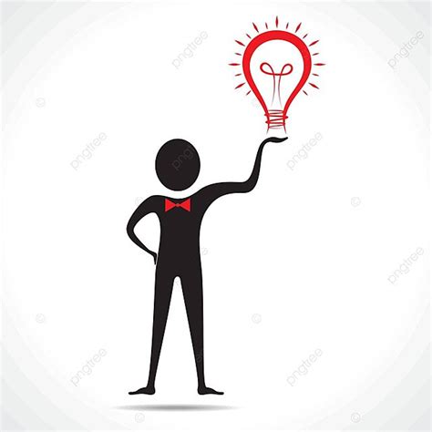Vector Illustration Of A Man With A Lightbulb Symbolizing An Idea Vector Holding Conceptual