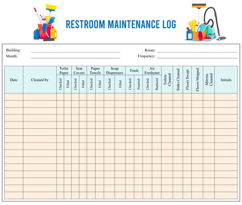 Bathroom Cleaning Log Sheet Template
