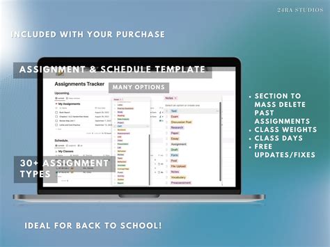 Assignments And Class Schedule Tracker Notion Template Download Now Etsy