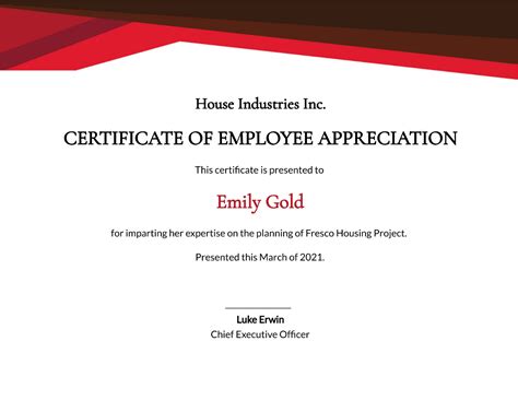 Employee Performance Certificate Template Edit Online And Download Example