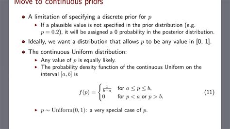 [bayesian Inference For A Proportion] Continuous Priors The Beta Distribution Youtube