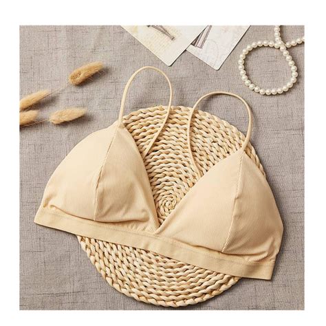 Zhongxinda French Style Bralette Seamless Deep V Lace Shoulder Strap