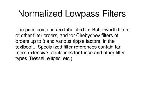 Ppt Normalized Lowpass Filters Powerpoint Presentation Free Download