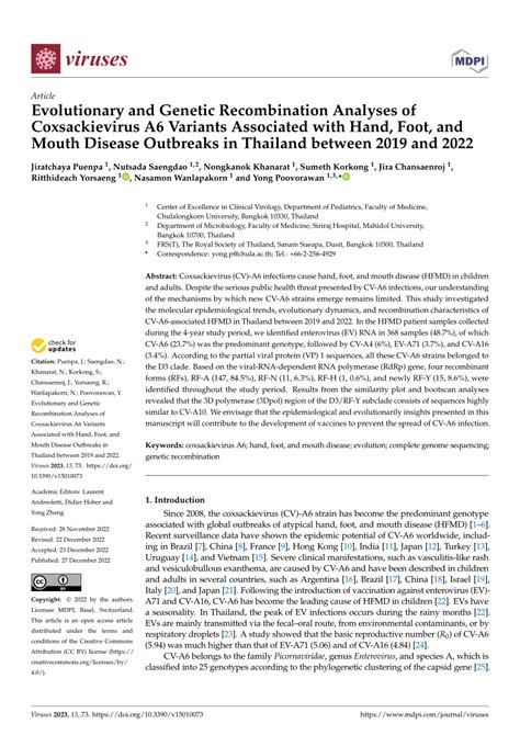Pdf Evolutionary And Genetic Recombination Analyses Of Coxsackievirus
