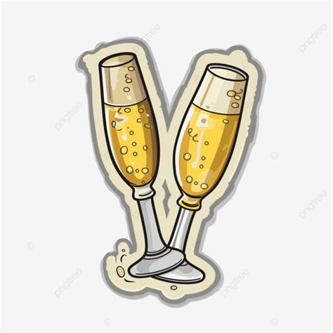 一對帶有香檳冒泡剪貼畫的雞尾酒杯 向量 貼紙設計與卡通香檳杯隔離 貼紙向量圖案素材免費下載，png，eps和ai素材下載 Pngtree