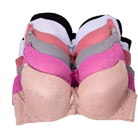 Iheyi Iheyi Plus Size 6 Pieces Wired Full Cup Lace Plain Light Padded