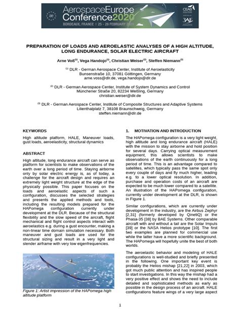 Preparation Of Loads And Aeroelastic Analyses Of A High Altitude Pdf