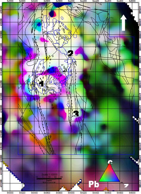 Geochemical Ternary Map Rgb Colour Of Cu Pb Zn Overlayed By
