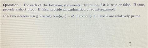 Solved Question 1 ﻿For each of the following statements, | Chegg.com