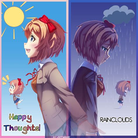 Sayori Happy Thoughts And Rainclouds By Jeffanime On Deviantart