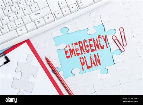 conceptual caption emergency plan word written on procedures for