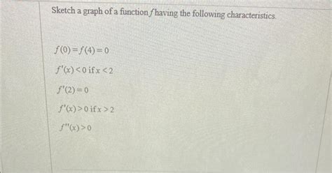 Solved Sketch A Graph Of A Function F Having The Following