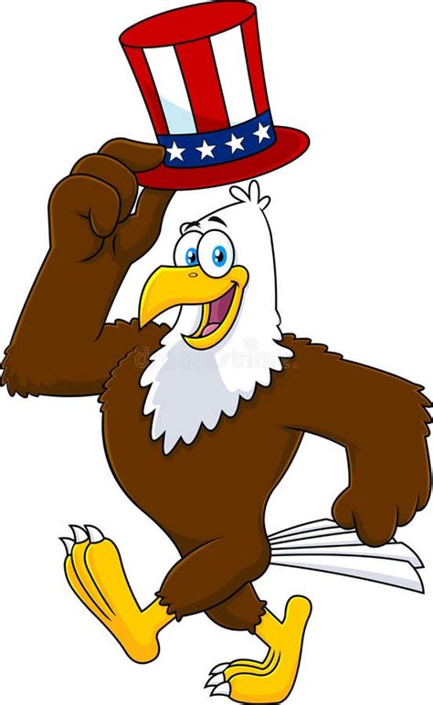 Patriotic Eagle Cartoon Character Marches Stock Vector Illustration