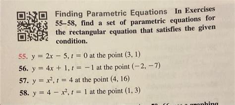 solved finding parametric equations in exercises 55 58 find
