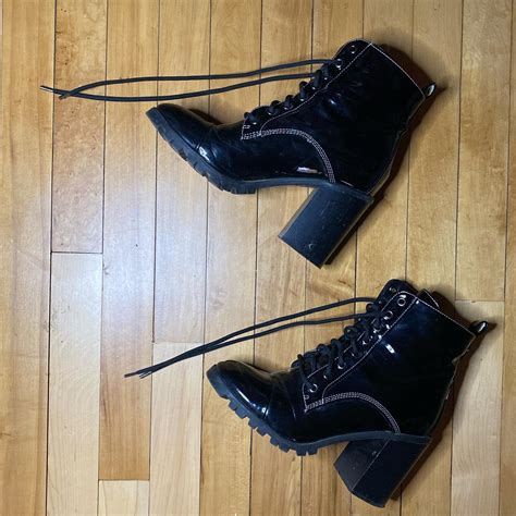 Qupid Black Chunky Heel Boots Size 9 US Womens Depop