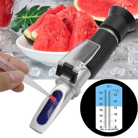 Refractometer Brix Sugar Handheld Atc Refractometer 0 28 Salinity 0 32