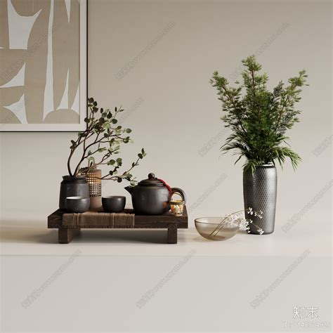 新中式装饰摆件组合3d模型下载【id1148374925】知末3d模型网