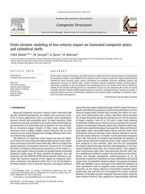 pdf finite element modeling of low velocity impact on laminated
