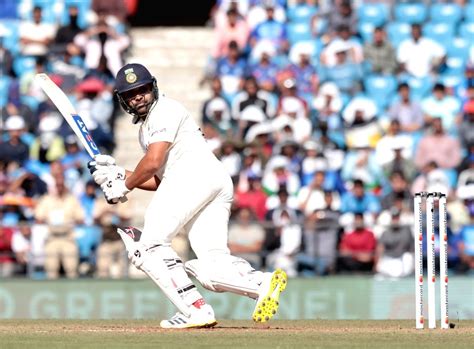 Nagpurindias Cricket Captain Rohit Sharma Plays A Shot During The