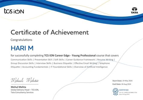 Hari Prasath M On Linkedin Im Excited To Share That Ive Successfully Completed The Tcs Ion