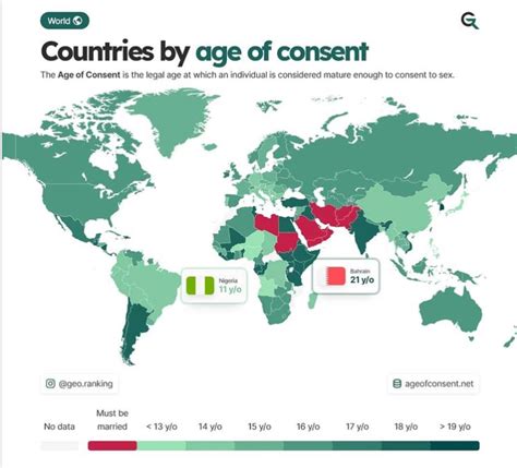 Map Of Countries By Age Of Consent R Mapporn