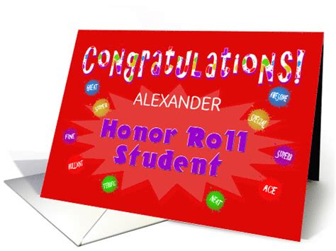 Congratulations Honor Roll Student Custom Card 1032575