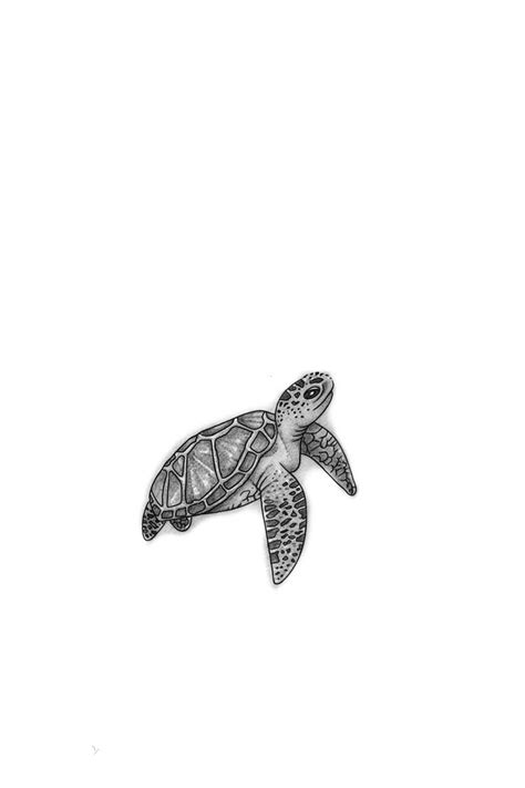 A Black And White Drawing Of A Sea Turtle