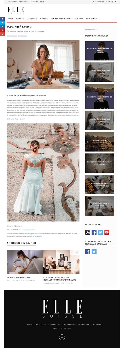 Presse Elle Suisse Latelier Ray Création Aline Ray
