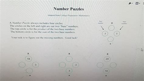 solved number puzzles adapted trom college preparatorv mathematics