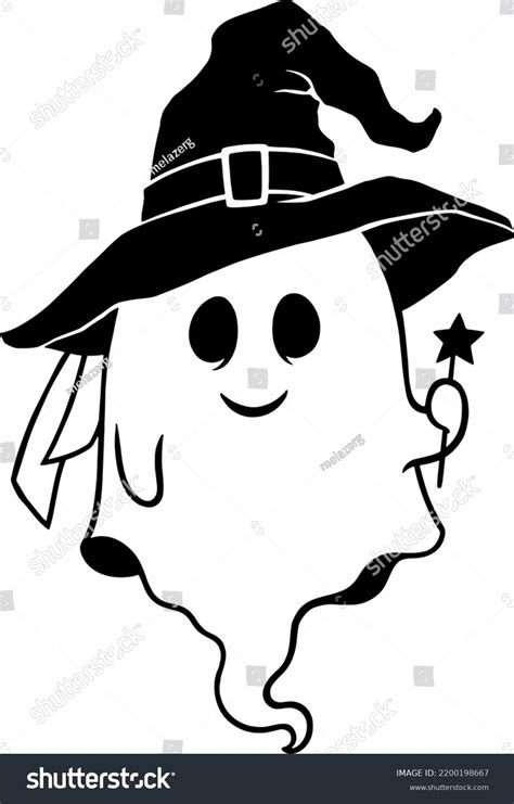 Cute Cartoon Halloween Ghost Witchs Hat Stock Vector Royalty Free