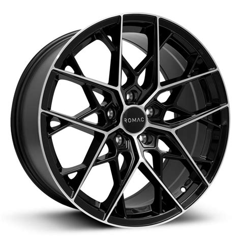 Romac Vortex Gloss Black With Polished Face 20x850 5x1143 Rimstyle Uk