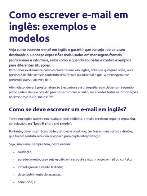 Como Escrever Email Em Ingles Pdf