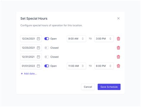 Scheduling App Web Design Schedule