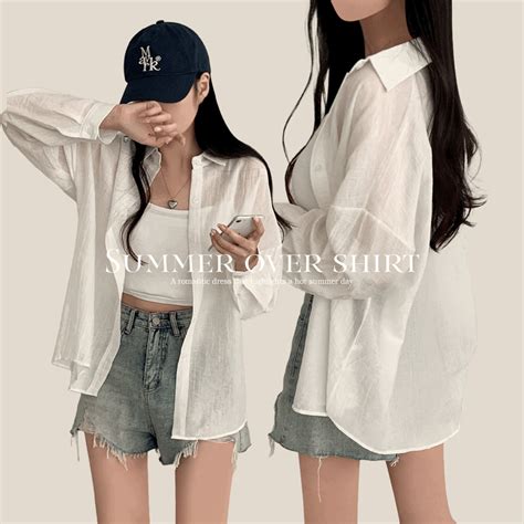 색감보장여리핏 하늘하늘 여름 파도 웨이브 시스루 남방 셔츠 에이블리