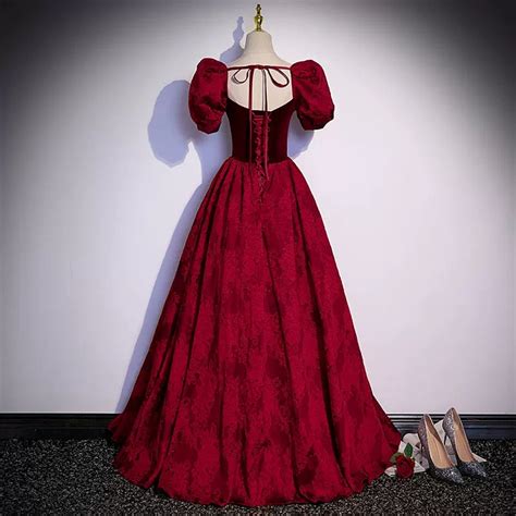 Princess Burgundy Long Prom Dresses Sh038 Shinydress