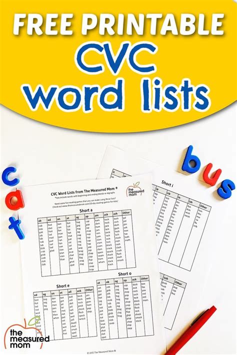 CVC Word Lists