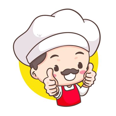 Cute Chef Thumb Up Logo Mascot Cartoon Character People Professional