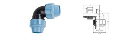 PP Compression Fitting 90 Deg Elbow DEF PIPELINE