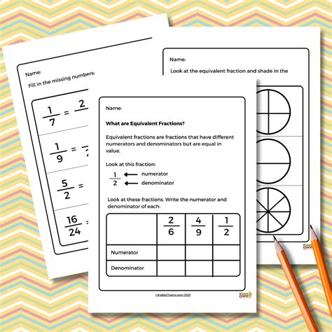 Equivalent Fractions Worksheets KiddyCharts Shop