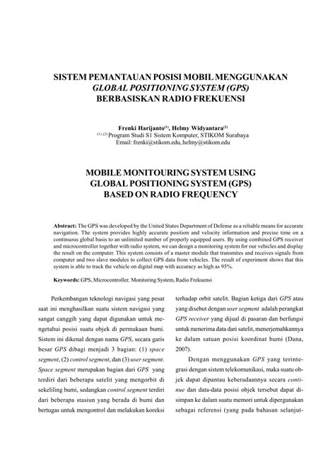 Pdf Sistem Pemantauan Posisi Mobil Menggunakan Global Positioning System Gps Berbasiskan