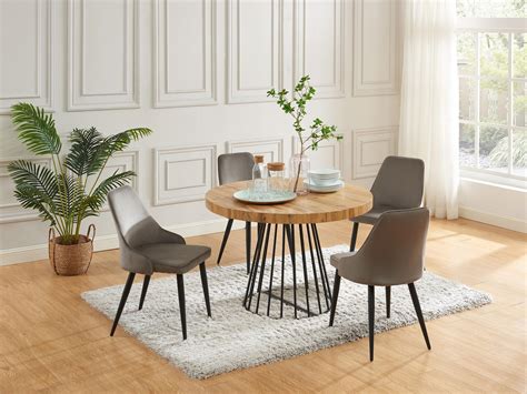 Mesa De Comedor Extensible A Comensales De MDF Y Acero Natural Y