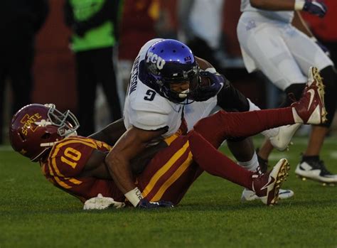 Iowa State Defensive Back Brian Peavy Tackles Tcu Wide Receiver Josh Doctson On Saturday Photo