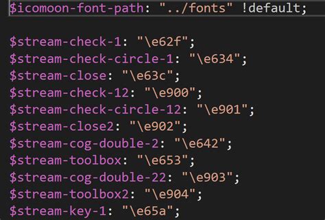 Css Icon Definitions In Scss File Stack Overflow