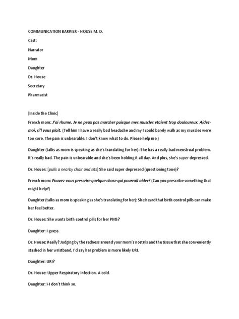 Communication Barrier Script Pdf Medicinal Chemistry Health Policy