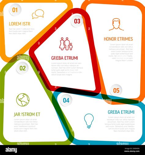 Abstract Schema Template With Five Pastel Color Sections Or Progress