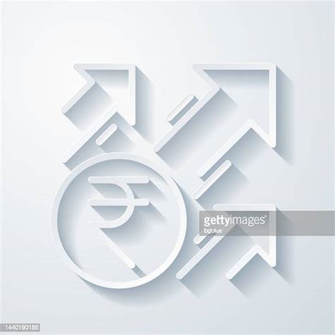 Indian Rupee Increase Icon With Paper Cut Effect On Blank Background High Res Vector Graphic