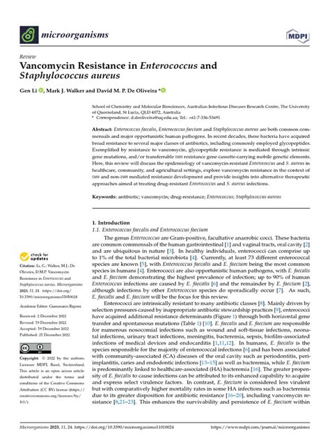 Vancomycin Resistance In Enterococcus And Staphylococcus Aureus Pdf Staphylococcus Aureus