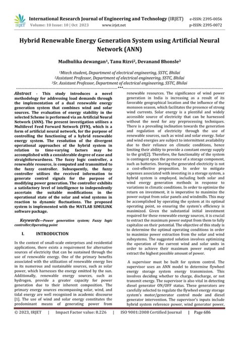 Hybrid Renewable Energy Generation System Using Artificial Neural Network Ann Pdf