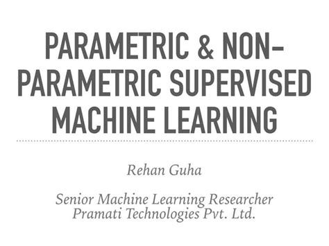 parametric and non parametric machine learning supervised ml pdf