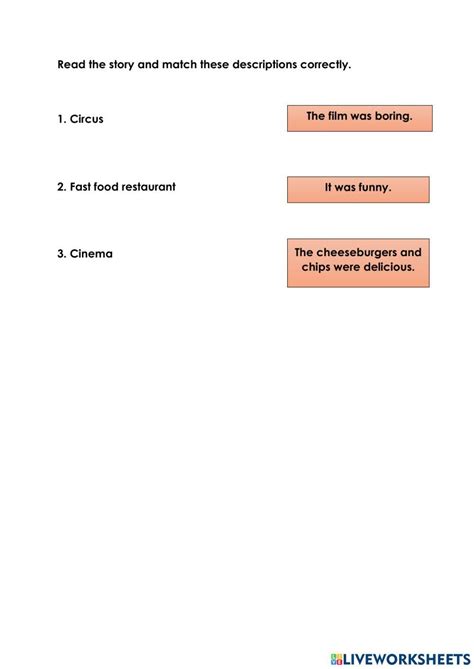 Matching Online Exercise For 3 Live Worksheets